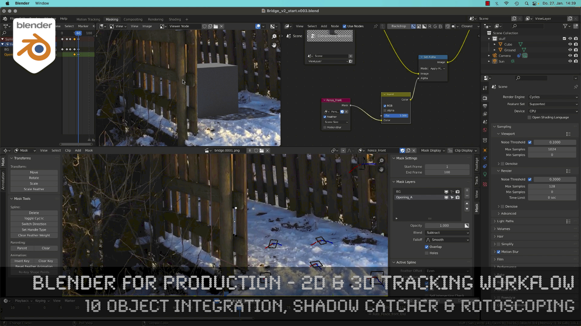 Blender 3.0 for Production – 2D & 3D Tracking Workflow – 10 Object Integration, Shadow Catcher ...